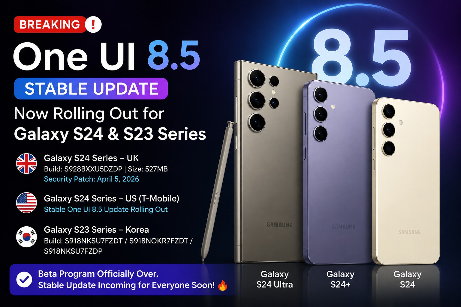Samsung Rolls Out Stable One UI 8.5 for Galaxy S24 & S23 - NPowerUser