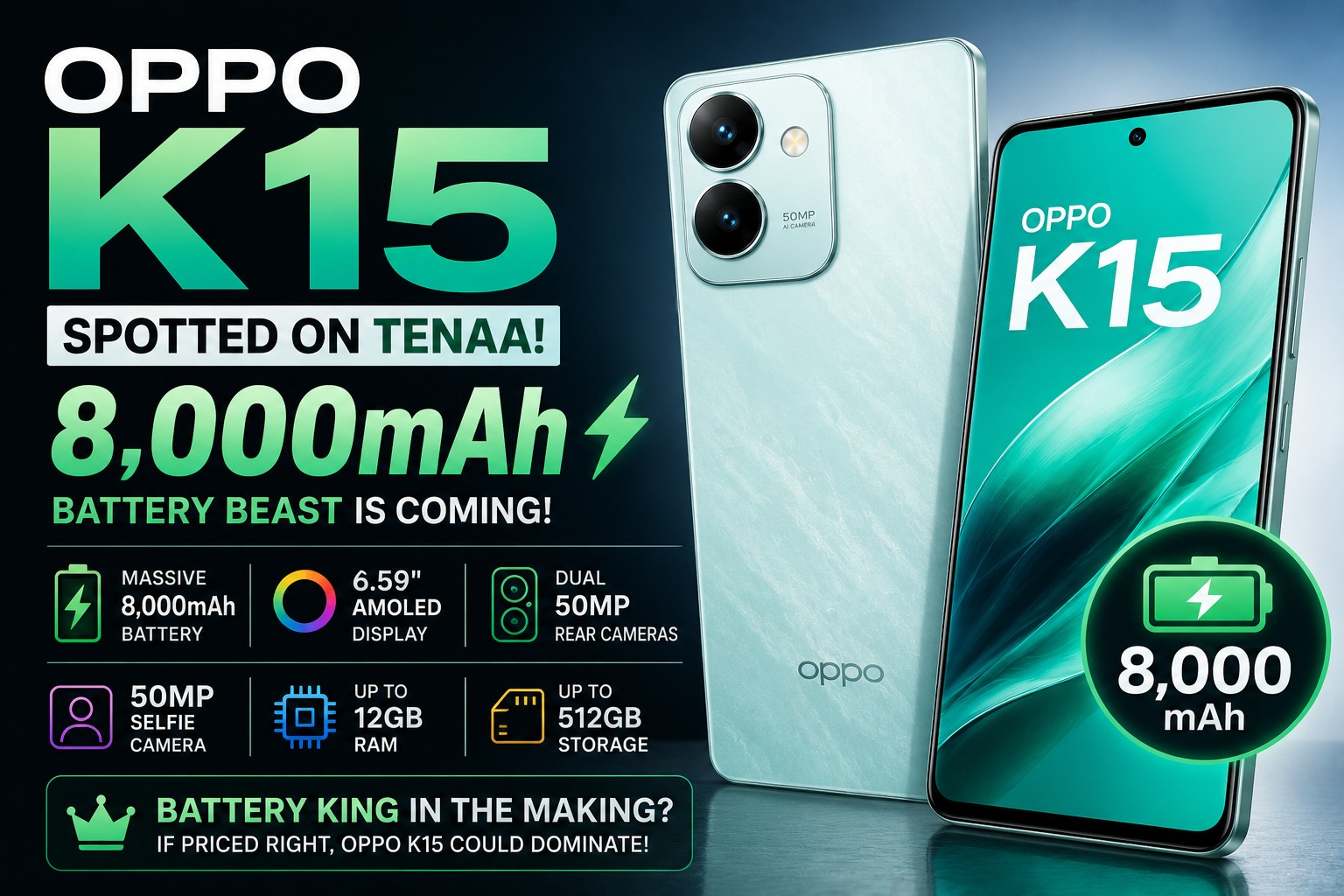OPPO K15 Leak Reveals Massive 8,000mAh Battery - NPowerUser